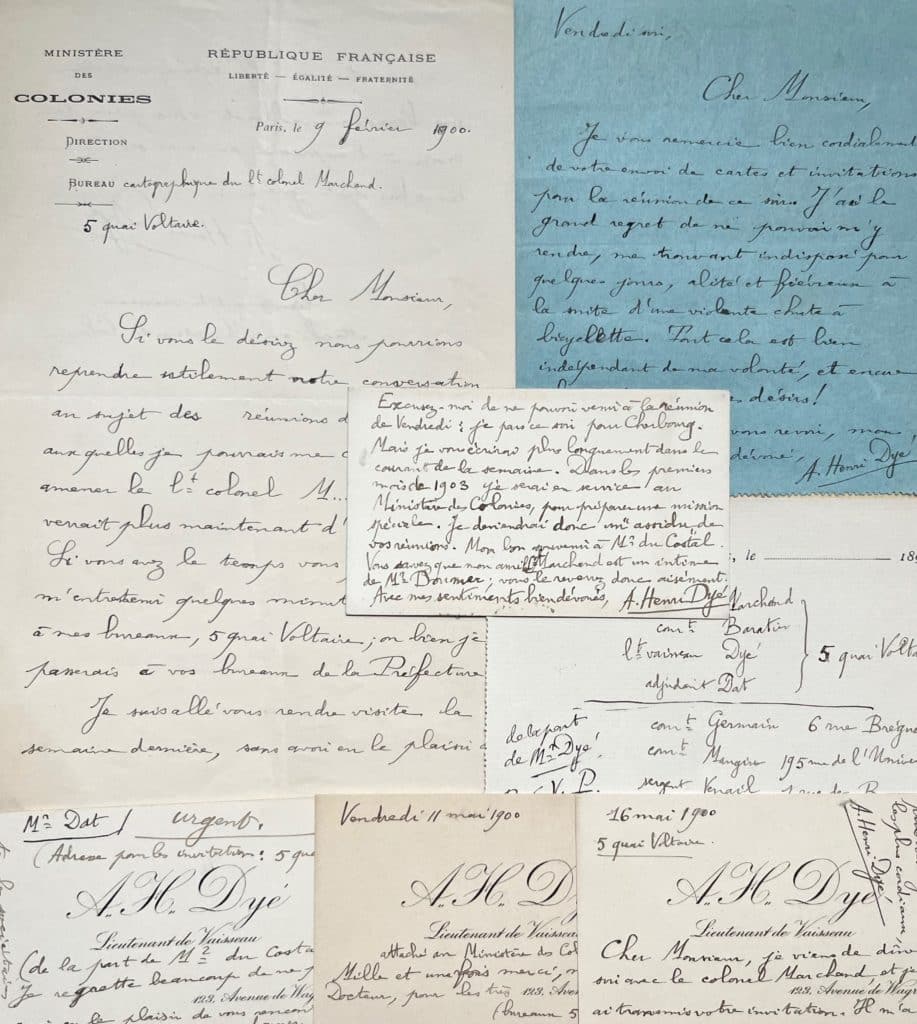 Ensemble de 6 lettres et cartes de l'explorateur Alfred-Henri Dyé ...