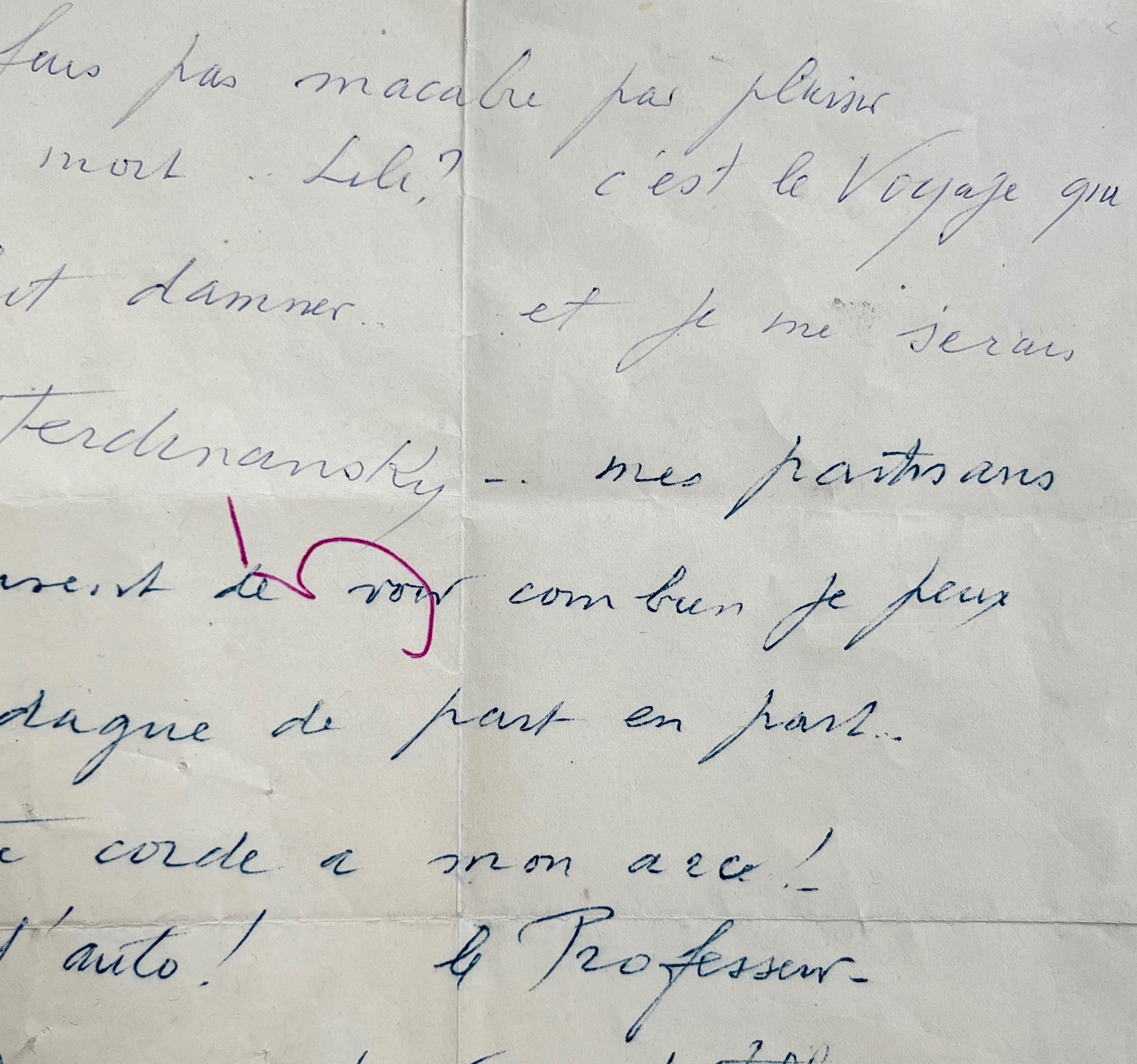 Feuillet autographe de Louis-Ferdinand Céline "C'est le Voyage qui m'a ...