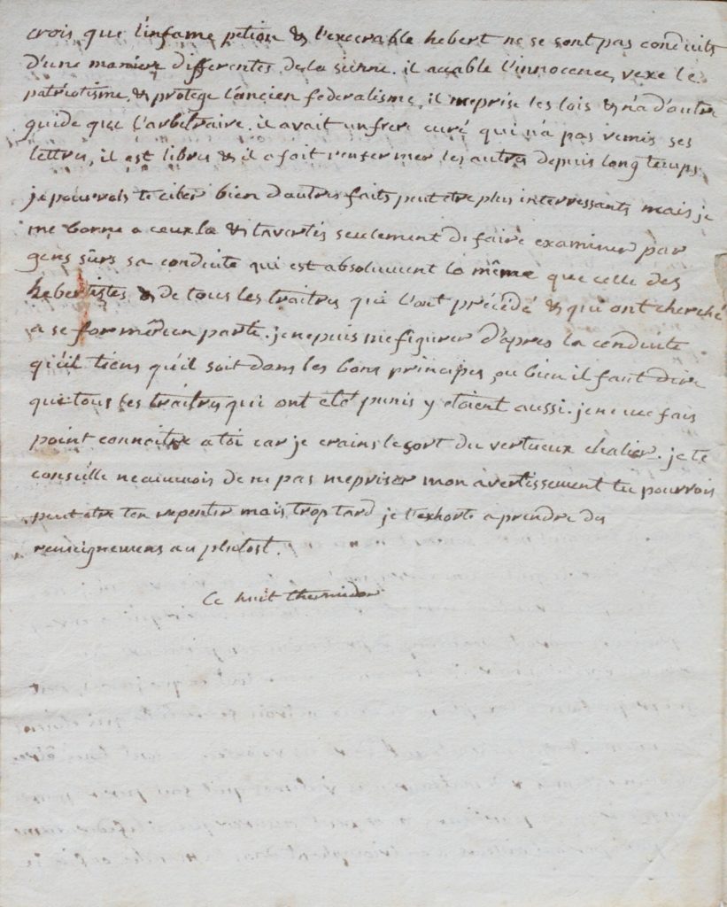 Terrifiante lettre de dénonciation adressée à Robespierre le 8 ...