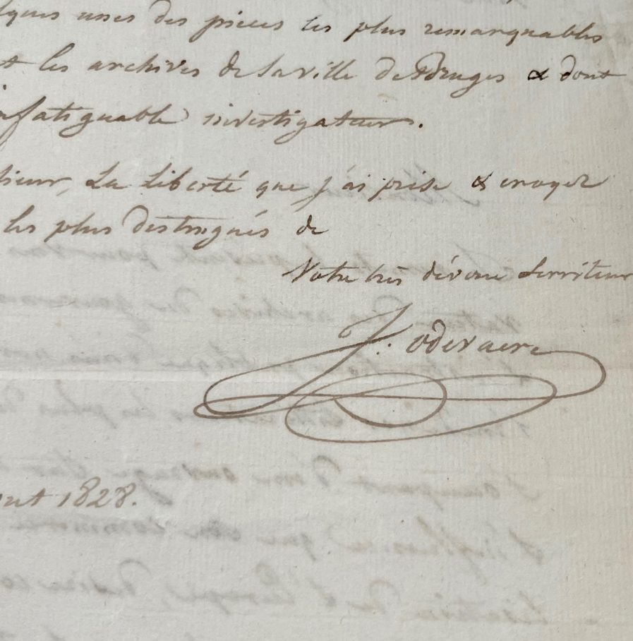 Lettre du peintre néoclassique flamand Joseph-Denis Odevaere, élève de ...