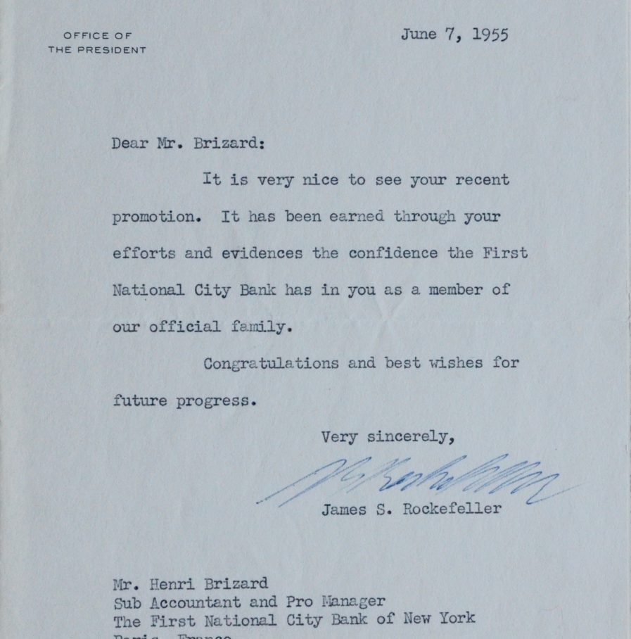 Lettre signée du banquier James Stillman Rockefeller – Traces Écrites ...